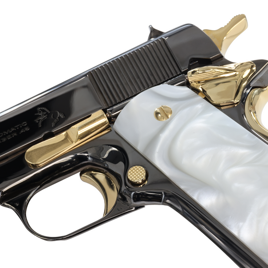 COLT 1911 Government, 45ACP, Mirror Finish Black Chrome with 24K Gold