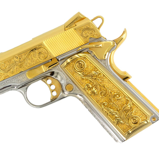 French Baroque Springfield 1911 Garrison 9mm White Chrome frame with 2